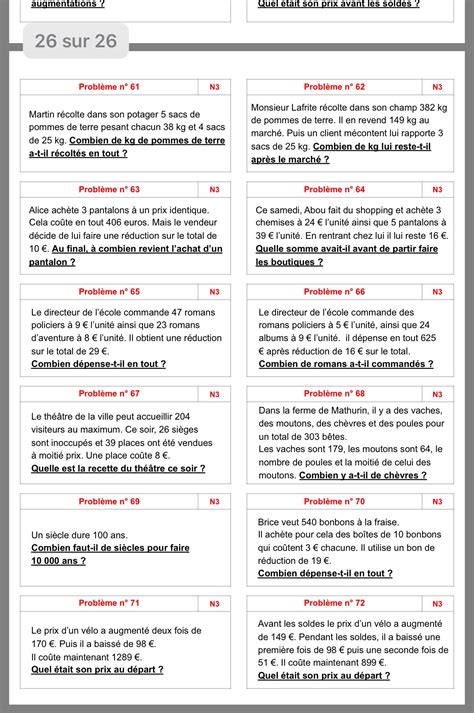 Problèmes Et Calculs Exercices De Maths En 6ème En Pdf Artofit