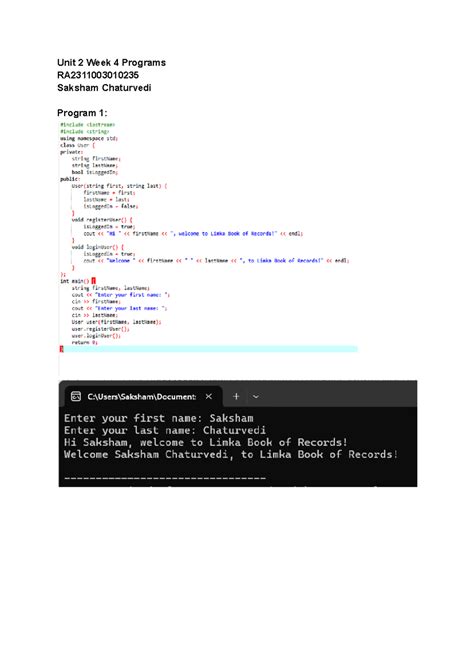 Unit 2 Week 4 Programs Unit 2 Week 4 Tutorial Excercises Answers