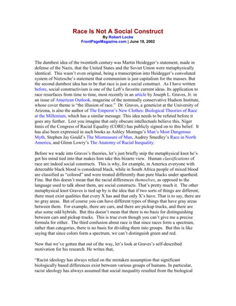 Race Is Not A Social Construct