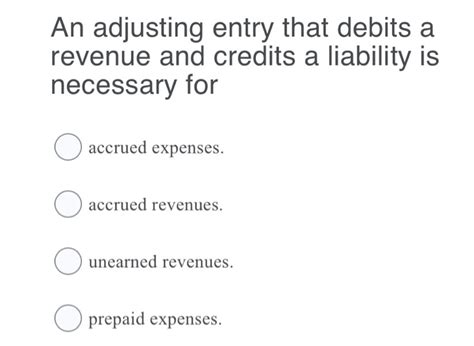 Solved An Adjusting Entry That Debits A Revenue And Credits