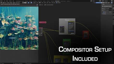 3d tudor blender sea coral reef geometry node with water shader setup