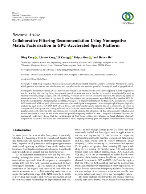 Pdf Collaborative Filtering Recommendation Using Nonnegative Matrix Factorization In Gpu