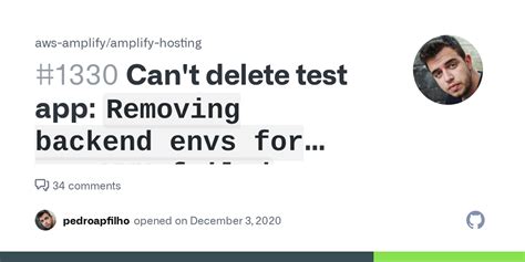 Cant Delete Test App `removing Backend Envs For App Xxx Failed` · Issue 1330 · Aws Amplify