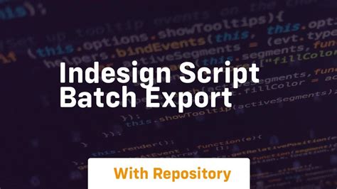 Indesign Script Batch Export Youtube