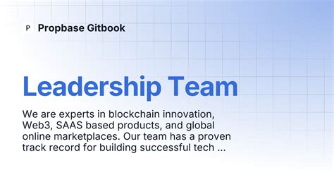 leadership team propbase gitbook