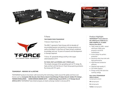 Netcodex Ph Teamgroup T Force Dark Za Alpha 16gb Kit 2x8gb Ddr4 Dram 3600mhz Pc4 24000