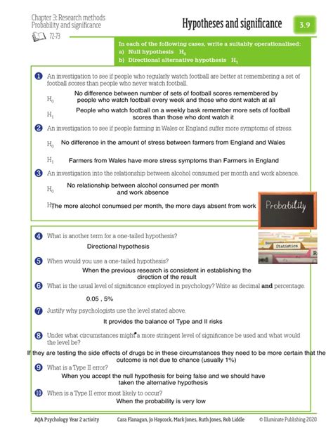2ed Y2 72 73 3 9 Hypotheses And Significance Pdf Hypothesis Type I And Type Ii Errors