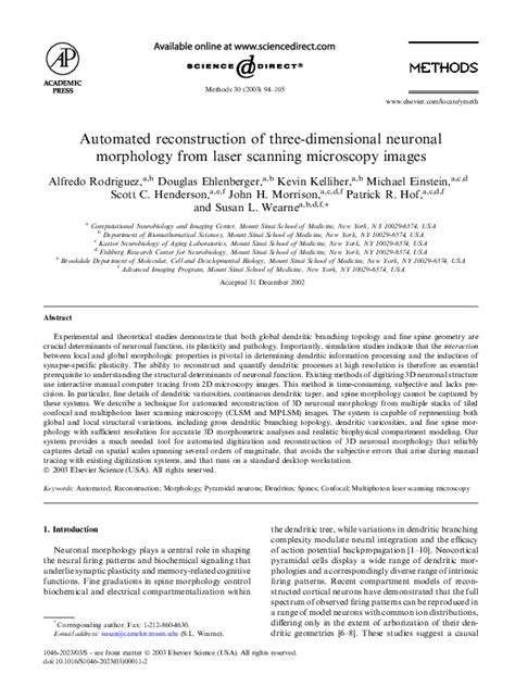 Pdf Automated Reconstruction Of Three Dimensional Neuronal Morphology