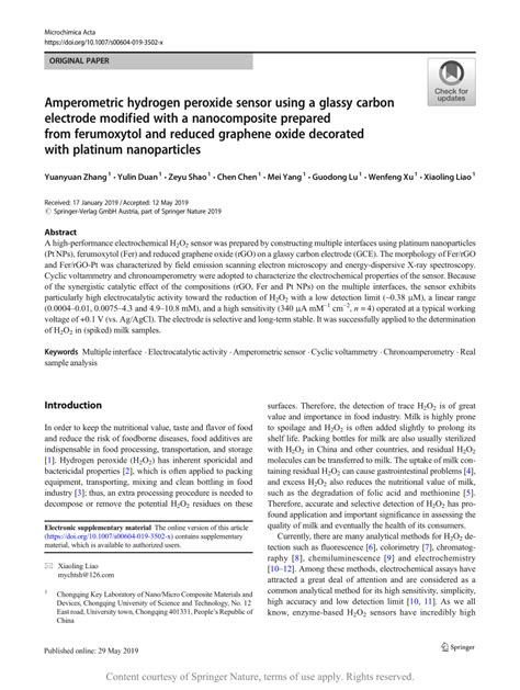 Amperometric Hydrogen Peroxide Sensor Using A Glassy Carbon Electrode Modified With A