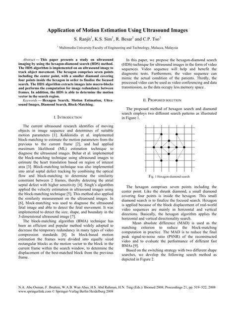 Pdf Application Of Motion Estimation Using Ultrasound Images