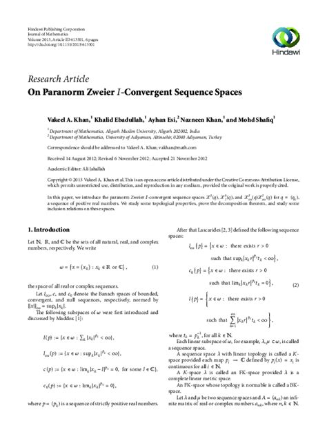 Pdf On Paranorm Zweier Convergent Sequence Spaces