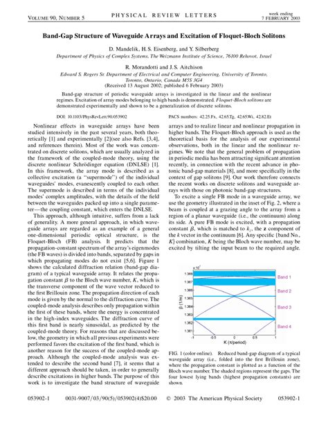 Pdf Band Gap Structure Of Waveguide Arrays And Excitation Of Floquet