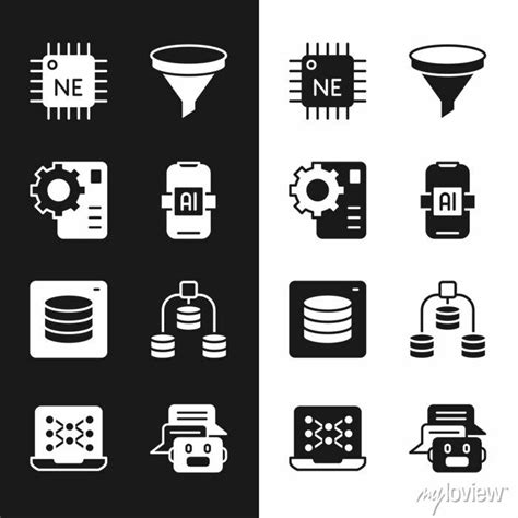 Set Artificial Intelligence Ai Neural Network Processor Cpu Posters