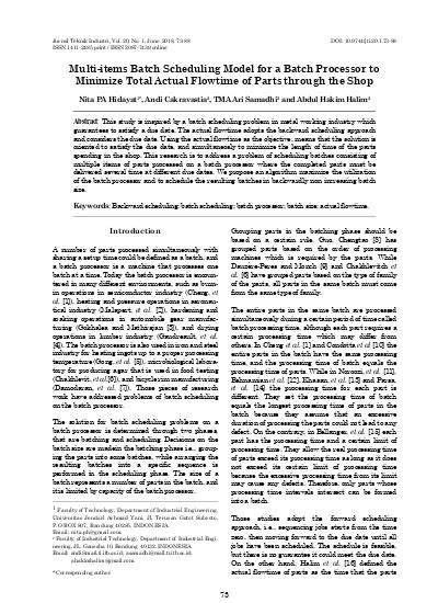Multi Items Batch Scheduling Model For A Batch Processor To Minimize Total Actual Flowtime Of