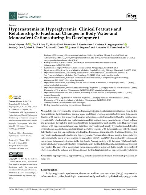 Hypernatremia In Hyperglycemia Pdf Hyperglycemia Sodium