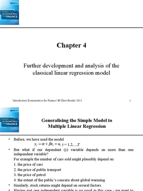 Lecture Introductory Econometrics For Finance Chapter 4 Chris Brooks Pdf Principal
