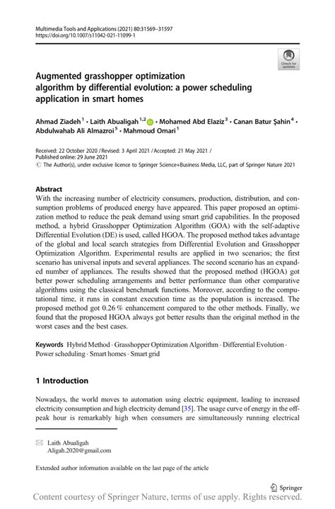 Augmented Grasshopper Optimization Algorithm By Differential Evolution