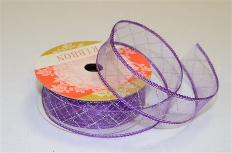 Лента органза Клетка фиолетовая, 1 м
