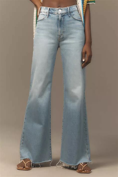 Mother The Hustler Roller Sneak High Rise Wide Leg Jeans Anthropologie