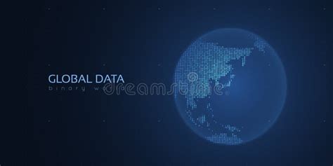 Binary Planet Earth Big Data Global Analytics Worldwide Data Connection Stock Vector