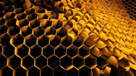Yellow Honeycomb Abstract Depicted From Above In 3d Render Powerpoint Background For Free