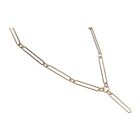 14k Yellow Gold Pearl Paperclip Link Necklace For Sale At 1stdibs