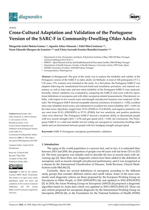 Pdf Cross Cultural Adaptation And Validation Of The Portuguese Version Of The Sarc F In