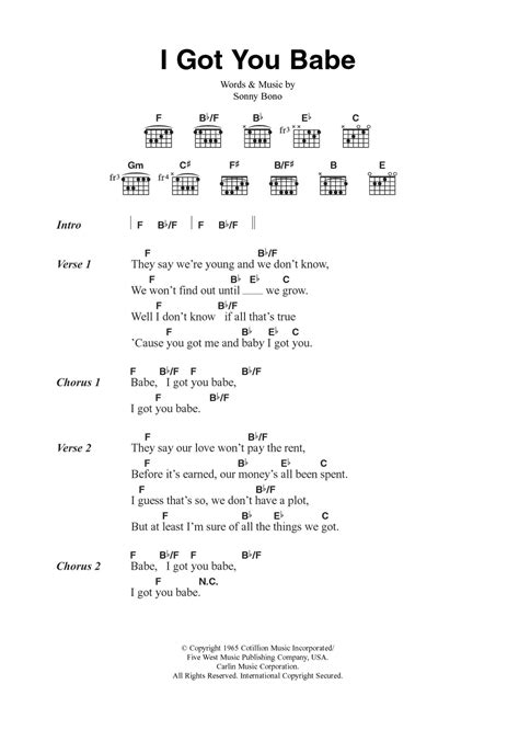 I Got You Babe By Sonny And Cher Guitar Chordslyrics Guitar Instructor