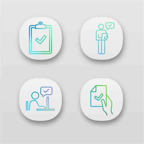 Approve App Icons Set Verification And Validation Clipboard With