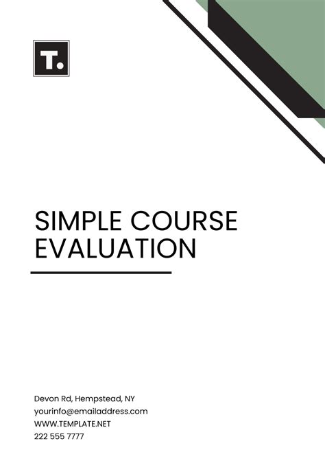 Free Education Course Evaluation Templates Editable And Printable