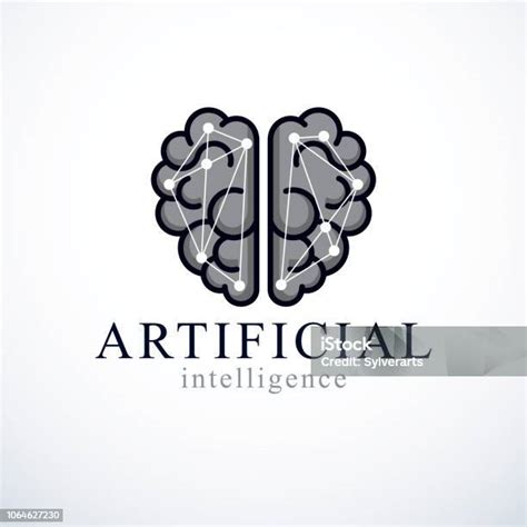 인공 지능 개념 벡터 기호 디자인입니다 인간의 해 부 두뇌 전자 기술 요소 아이콘입니다 스마트 소프트웨어 지능형 기계와 컴퓨터 프로그램의 미래 아이디어 감정에 대한 스톡