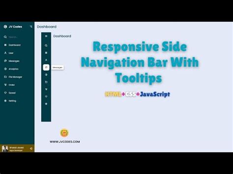 Responsive Side Navigation Bar With Tooltips In HTML CSS And