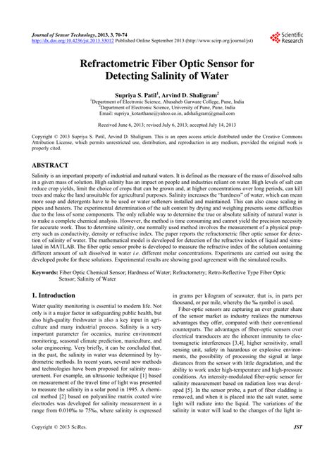 Pdf Refractometric Fiber Optic Sensor For Detecting Salinity Of Water