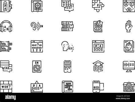 Language Learning Icons Collection Is A Vector Illustration With Editable Stroke Stock Vector