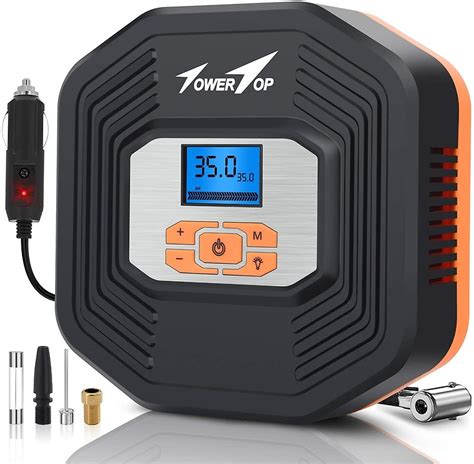 독일 Towertop 자동차 공기 펌프 12v 공기 압축기 자동차 자전거 오토바이 공을위한 Led 스크린 및 Lcd 디스플레이가있는 휴대용 전기 타이어 팽창기 압축기