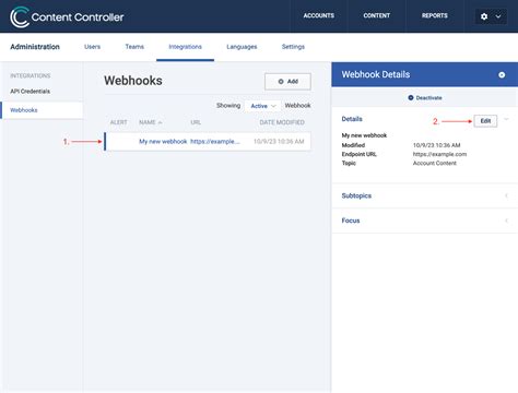 Webhooks Content Controller User Guide