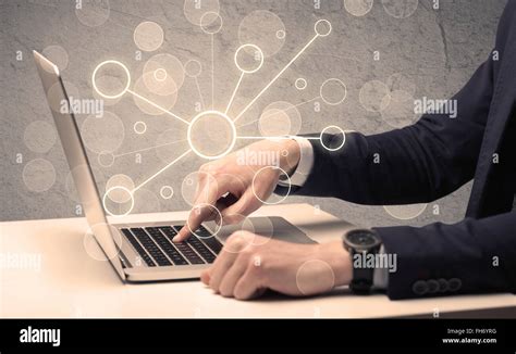 Science Worker Typing On Laptop Computer Stock Photo Alamy