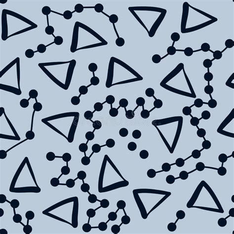 Gray Seamless Pattern With Triangles And Connected Spots On A