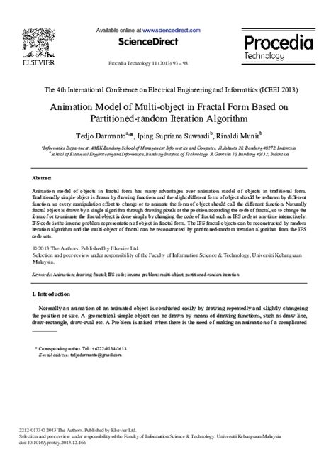 Pdf Animation Model Of Multi Object In Fractal Form Based On