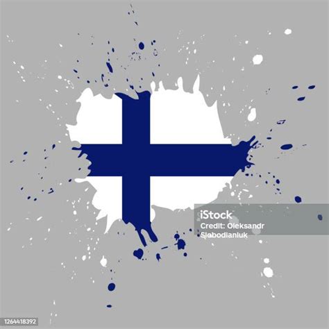 핀란드의 국기 핀란드의 플래그를 그린 브러시 그런지 효과와 수채화가 있는 손으로 그린 스타일 일러스트레이션 그런지 질감핀란드의 국기 벡터 일러스트레이션 0명에 대한 스톡