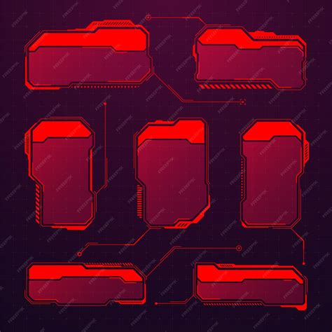 Premium Vector Red Futuristic Hud Or Ui Elements Scifi User Interface