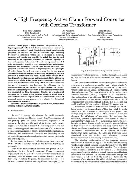 A High Frequency Active Clamp Forward Converter With Coreless Transformer Pdf