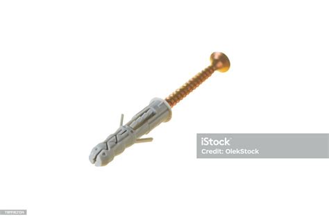 그림자없이 흰색 배경에 고립 된 벽에있는 모든 물체를 고정하기위한 현대 다웰 클로즈업 가사 집안일에 대한 스톡 사진 및 기타 이미지 가사 집안일 가정 생활 강철