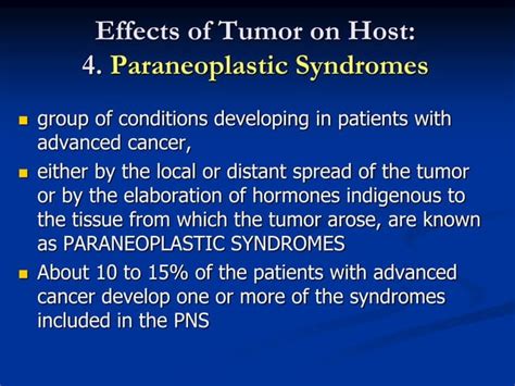 Neoplasia Clinical Features Of Tumors And Para Neoplastic Syndromes Ppt