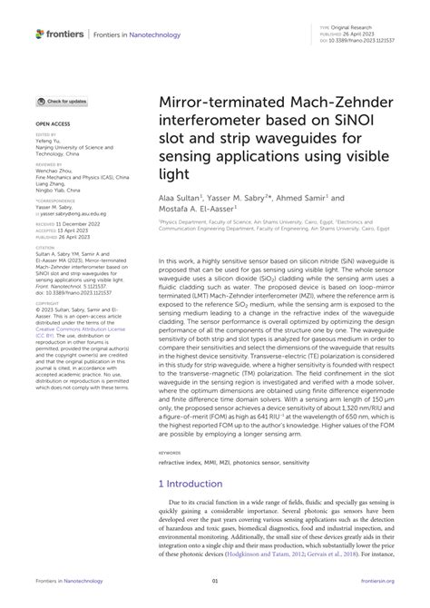 Pdf Mirror Terminated Mach Zehnder Interferometer Based On Sinoi Slot And Strip Waveguides For