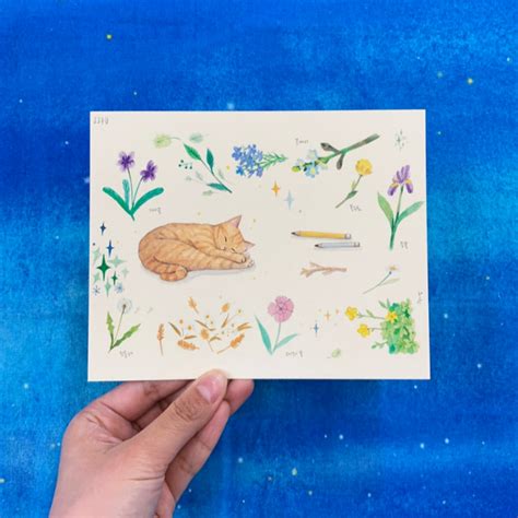 고고좋담 봄꽃 고양이 일러스트 엽서 Paperuler