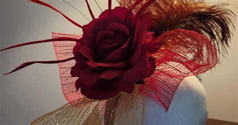 New Red Gold And Black Facinator Run For The Roses In This Red Gold