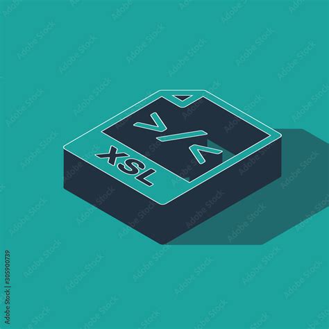 Isometric Xsl File Document Download Xsl Button Icon Isolated On Green