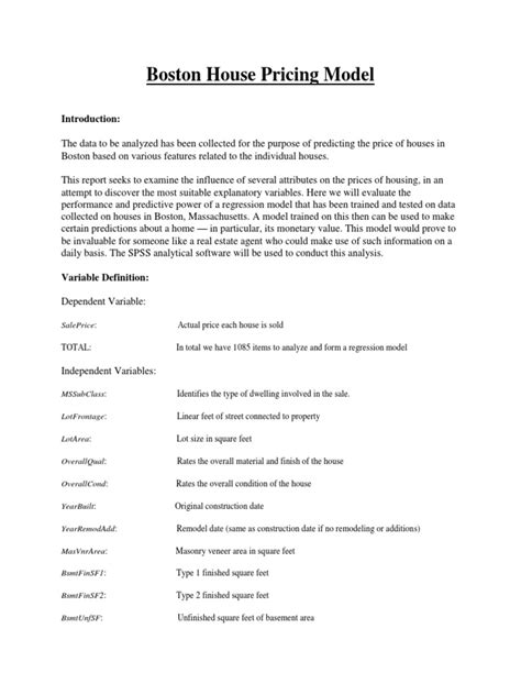 Boston House Pricing Model Pdf Regression Analysis Correlation And Dependence