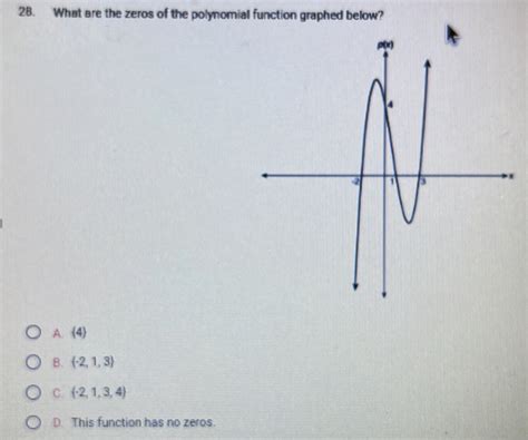 solved 28 what are the zeros of the polynomial function graphed below